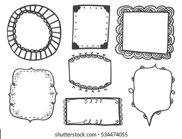 Set Doodle Lines Hand Drawn Frames Stock Vector (Royalty Free ...