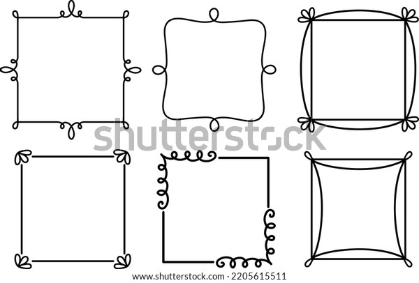 Set Doodle Lines Hand Drawn Frames Stock Vector (Royalty Free ...