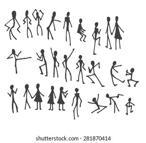 Stick People Set Sketch Style Vector Stock Vector (Royalty Free ...