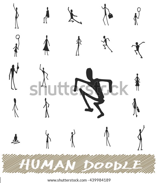 Set of doodle people collaboration isolated vector illustration