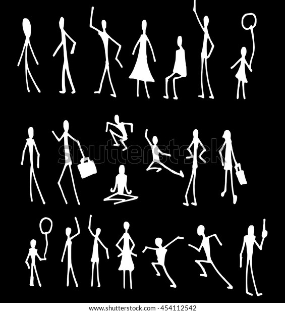 Set Doodle People Collaboration Isolated Vector Stock Vector (Royalty ...