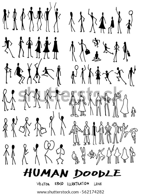 Set Doodle People Vector Illustration Stock Vector (Royalty Free) 562174282
