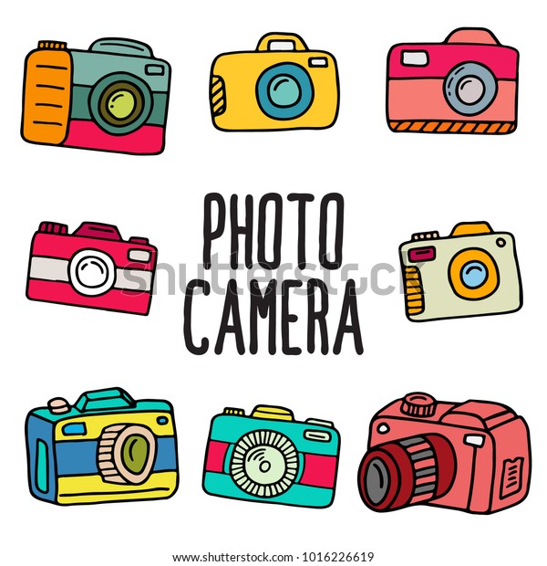 Set Doodle Photo Camera Stock Vector (Royalty Free) 1016226619