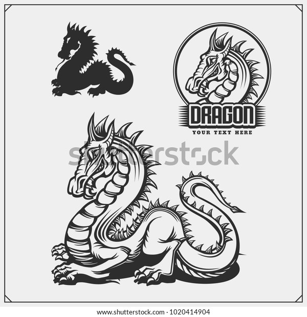 Set Dragon Logos Badges Labels Dragon Stock Vector (Royalty Free ...