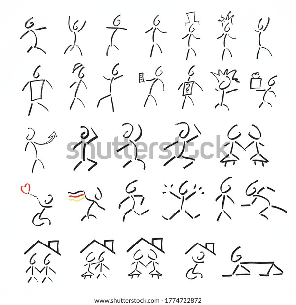 Set Drawed Stick Figures People Icons Stock Vector (Royalty Free ... Set Drawed Stick Figures People Icons Stock Vector (Royalty Free ...