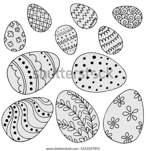 Set Drawings Black White Eggs Patterned Stock Vector (Royalty Free ...