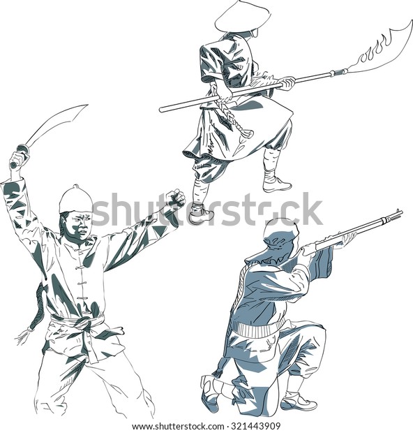 Set Drawings By Hand Boxer Rebellion Stock Vector (Royalty Free) 321443909