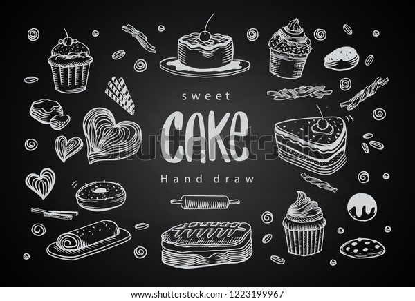 Set Drawings On Theme Cakes Cakes Stock Vector (Royalty Free ...