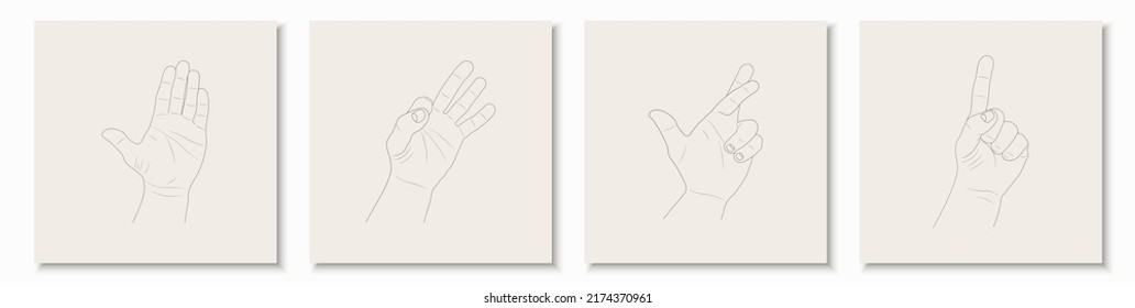 Set Drawn Hand Gestures Human Arms Stock Vector (Royalty Free ...