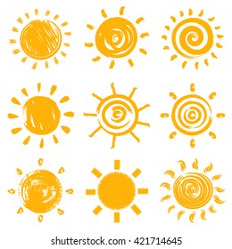 Set Drawn Sun Symbols : image vectorielle de stock (libre de droits ...