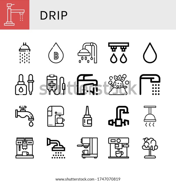Set Drip Icons Such Faucet Shower Stock Vector (Royalty Free) 1747070819