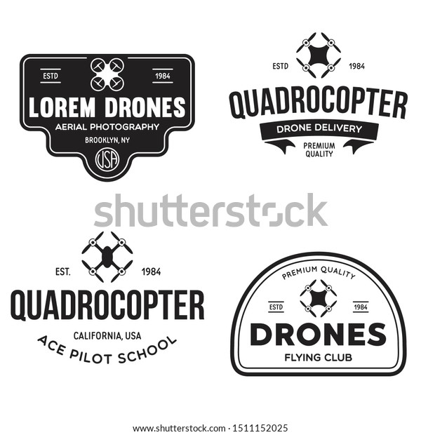 Set Drone Logos Badges Emblems Design Stock Vector (Royalty Free ...