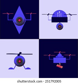 Set Drones Gray Blue Color Stock Vector (Royalty Free) 251792005 ...