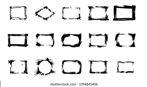 Set Dry Brush Frames Hand Drawn Stock Vector (Royalty Free) 1394845406 ...