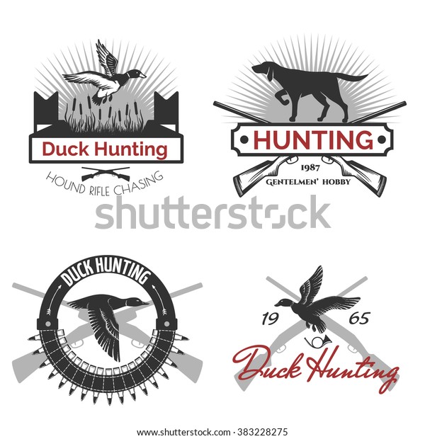 Set Duckhunting Labels Design Elements Stock Vector (Royalty Free ...