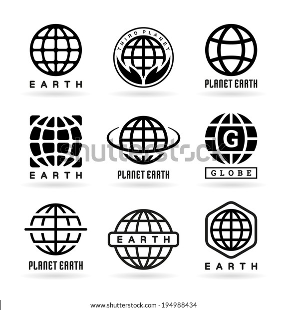 Set Earth Icons 5 Stock Vector (Royalty Free) 194988434
