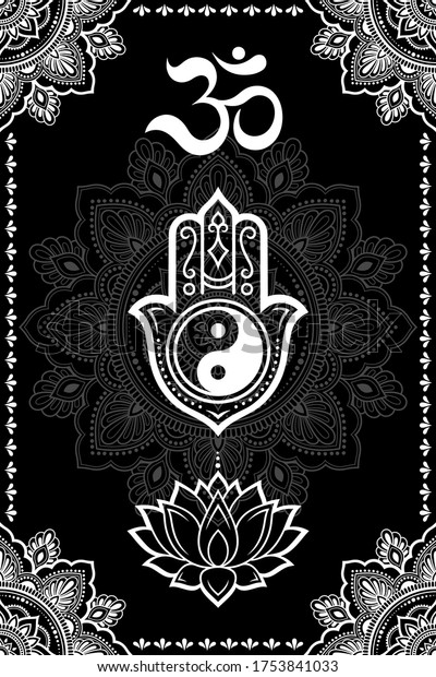 Set Eastern Ethnic Religious Symbols Mandala Stock Vector (Royalty Free ...