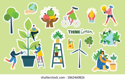 Set Eco Save Environment Stickers Pictures Stock Vector (Royalty Free ...