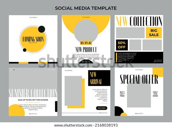 Set Editable Minimalist Square Banner Template Stock Vector (Royalty ...