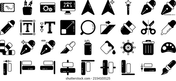 Set Editors Tools Icons Transparent Background Stock Vector (Royalty ...