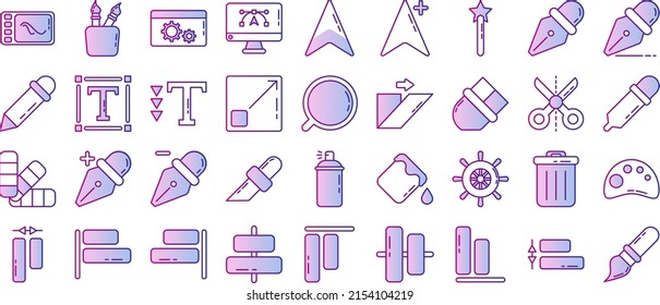 Set Editors Tools Icons Transparent Background Stock Vector (Royalty ...