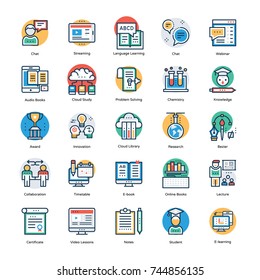 Set Education Knowledge Icons Stock Vector (Royalty Free) 744856135 ...