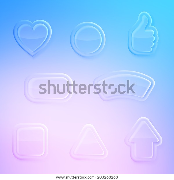 Set Eight Differently Shaped Transparent Glossy Stock Vector (Royalty ...