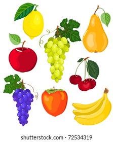Set Eight Fruit Isolated On White Stock Vector (Royalty Free) 72534319 ...