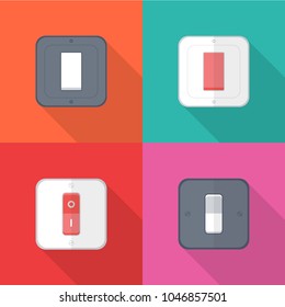 Set Electric Light Switches Icons Long Stock Vector (Royalty Free ...