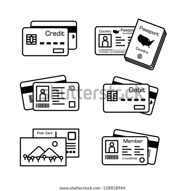 Set Electronic Cards Other Cards Stock Vector (Royalty Free) 528858964 ...