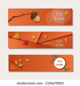 Set Elegant Autumn Web Banner Vector Stock Vector (Royalty Free ...