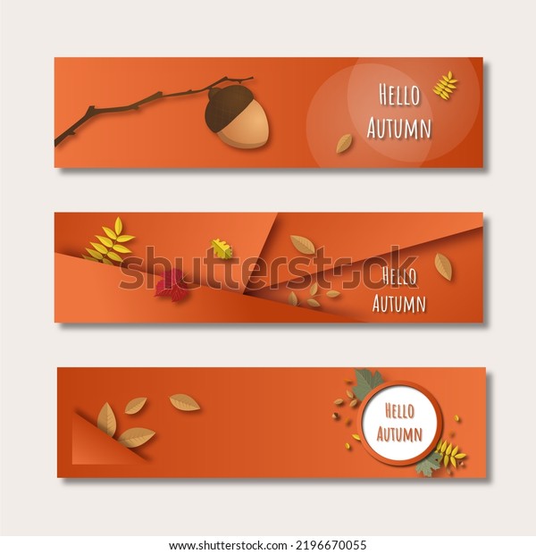 Set Elegant Autumn Web Banner Vector Stock Vector (Royalty Free ...