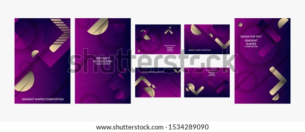 Set Elegant Gold Card Background Cover Stock Vector (Royalty Free ...