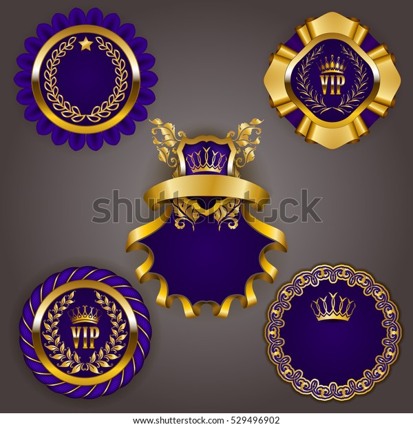 Set Elegant Templates Gold Vip Frames Stock Vector (Royalty Free) 529496902