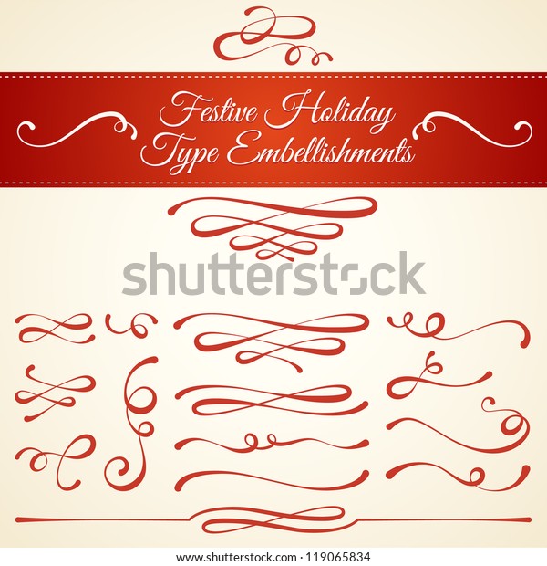 Set Elegant Type Embellishments Ornamental Typographic Stock Vector ...