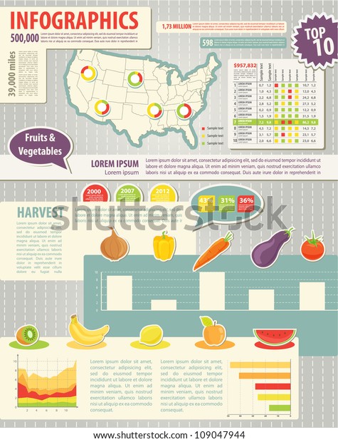 Set Elements Infographics Food Icons Map Stock Vector (Royalty Free ...