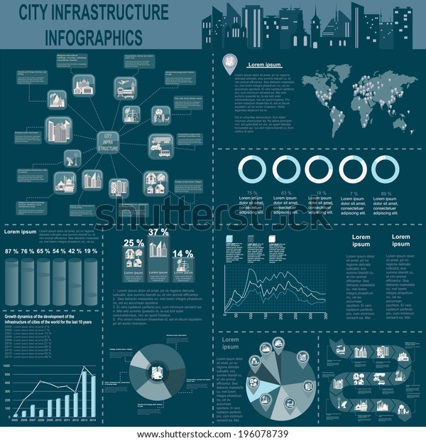 Set Elements Infrastructure City Vector Infographics: เวกเตอร์สต็อก ...