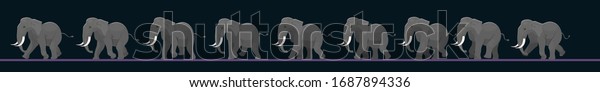 Set Elephants Walking Animation Pose Motion Stock Vector (Royalty Free ...