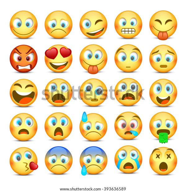 Conjunto de Emoji. Elemento de diseño de plantilla de recopilación ...