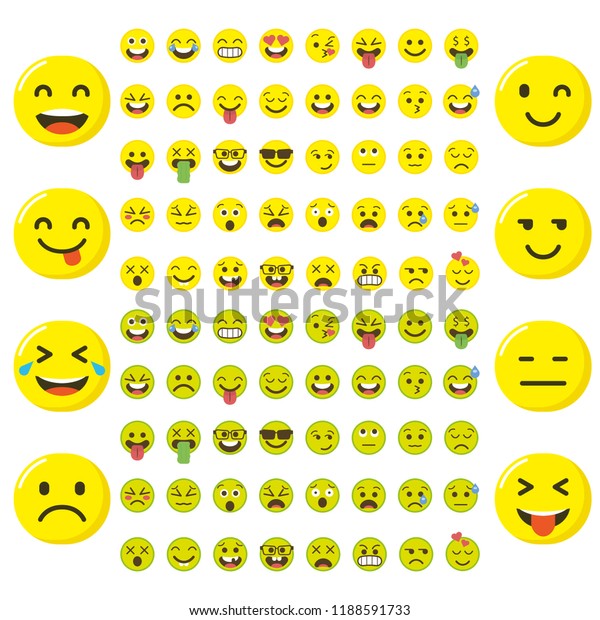 A set of emoji with different emotions. Vector graphics