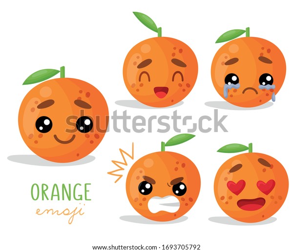 Set Emoji Orange Different Emotions Smile Stock Vector (Royalty Free ...