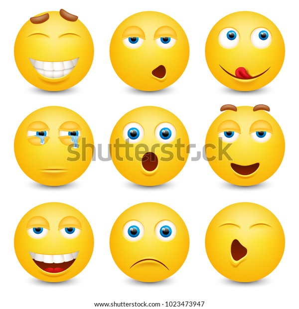 Set Emoji Smileys Vector Set Isolated Stock Vector (Royalty Free ...