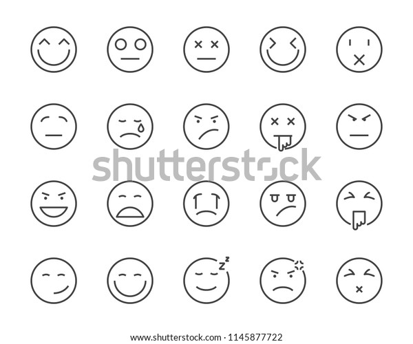 Set Emoji Vector Line Icon Stock Vector (Royalty Free) 1145877722 ...