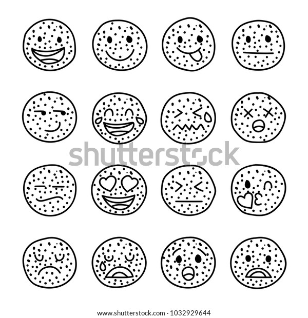 Set Emoticon Hand Drawn Vector Dots Stock Vector (Royalty Free ...