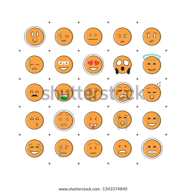 Set Emoticon Vector Line Isolated On Stock Vector (Royalty Free ...