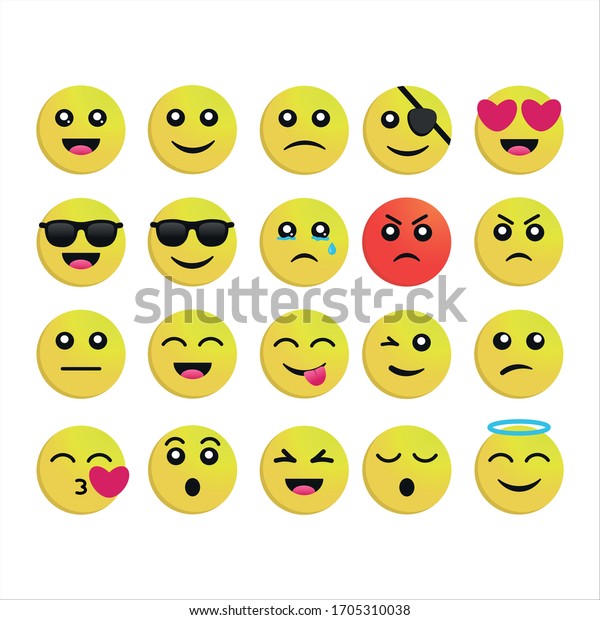 Set Emoticons Set Emoji Stock Vector (Royalty Free) 1705310038 ...