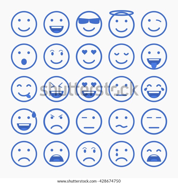 Set Emoticons Emoji Avatar Outline Style Stock Vector (Royalty Free ...