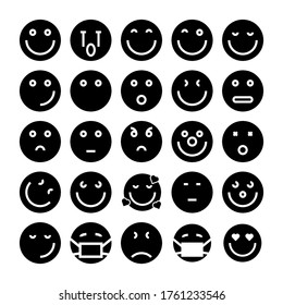 Set Emoticons Emoji Icons Objects Emoticon Stock Vector (Royalty Free ...
