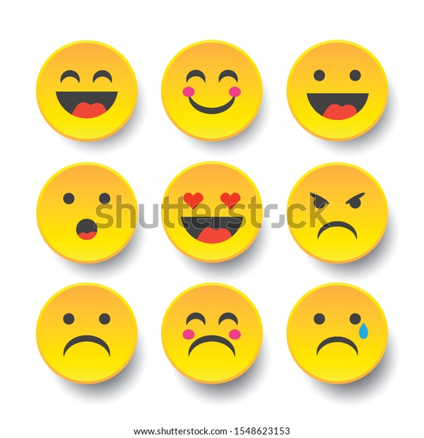 Set Emoticons Set Emoji Isolated Vector Stock Vector (Royalty Free ...
