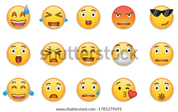 Set Emoticons Set Emoji Isolated Vector Stock Vector (Royalty Free ...